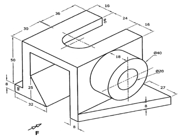 Solved Draw front, top, right-side views of the | Chegg.com