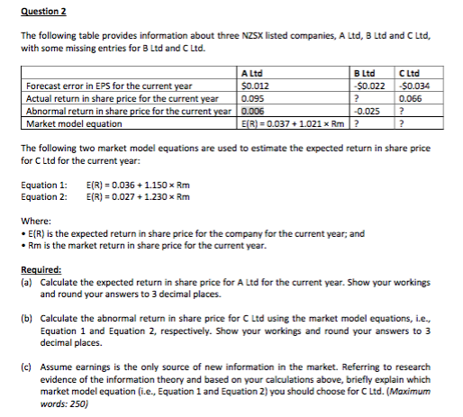 The following table provides information about three | Chegg.com