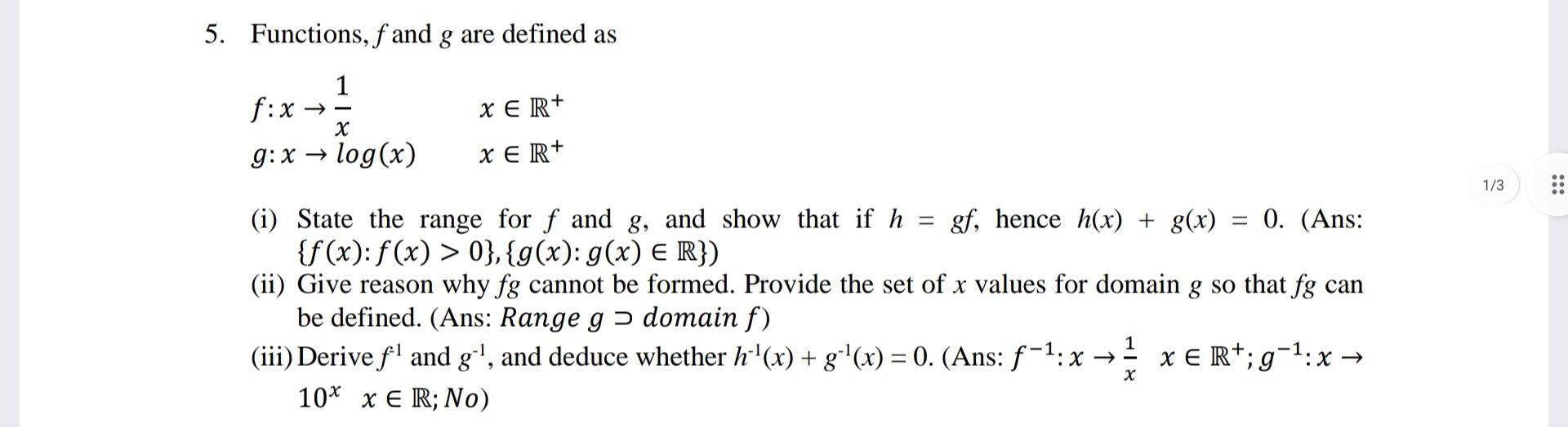 Solved 5. Functions, f and g are defined as | Chegg.com