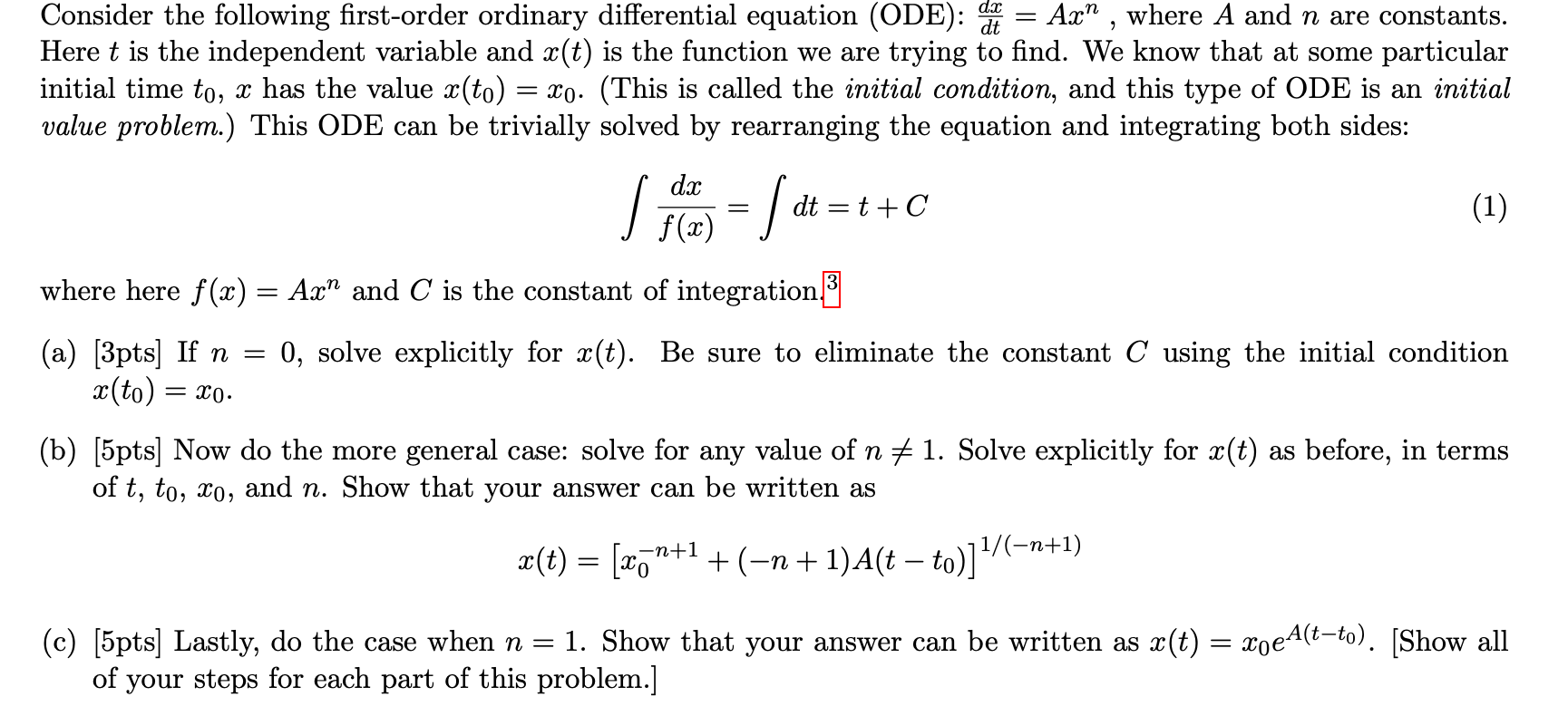 Solved Consider The Following First Order Ordinary 4328