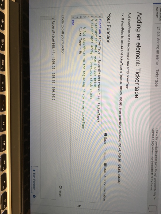 Solved 21.6.3: Adding an element: Ticker tape This tool is | Chegg.com