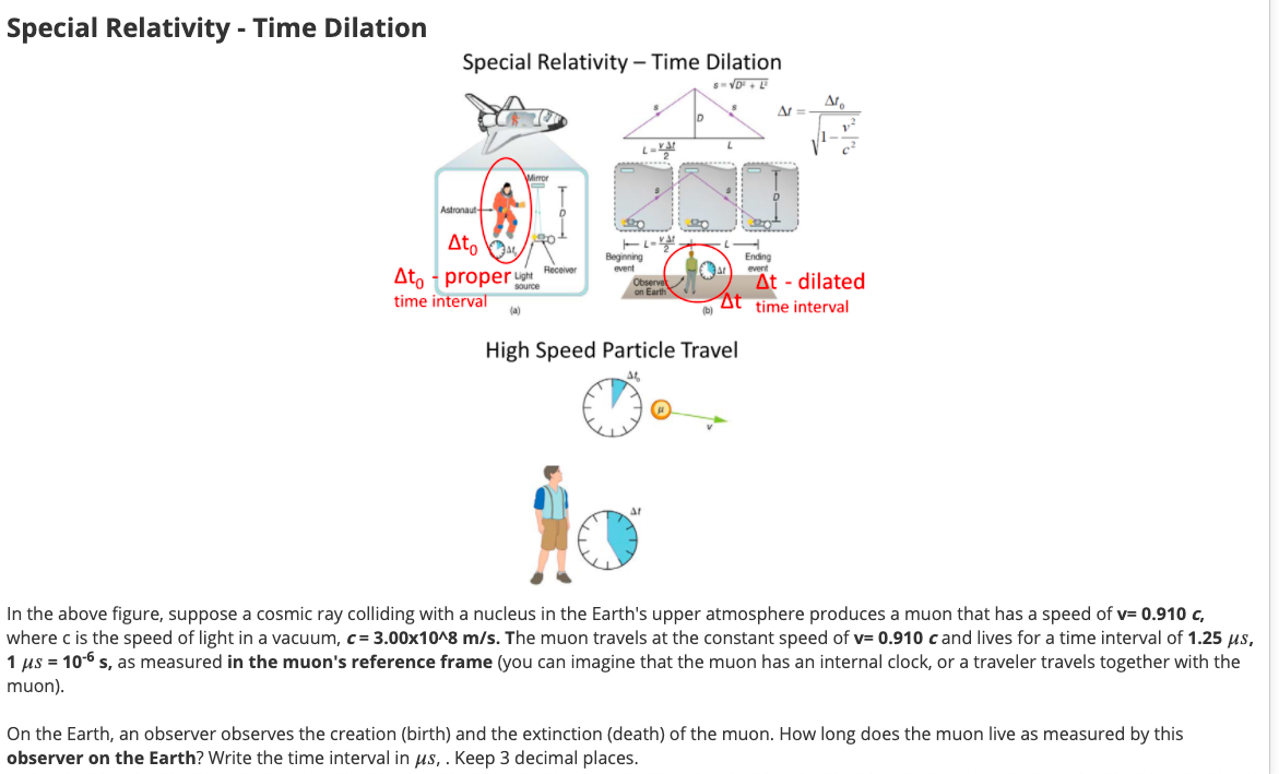 Solved Special Relativity - Time Dilation Special Relativity | Chegg.com