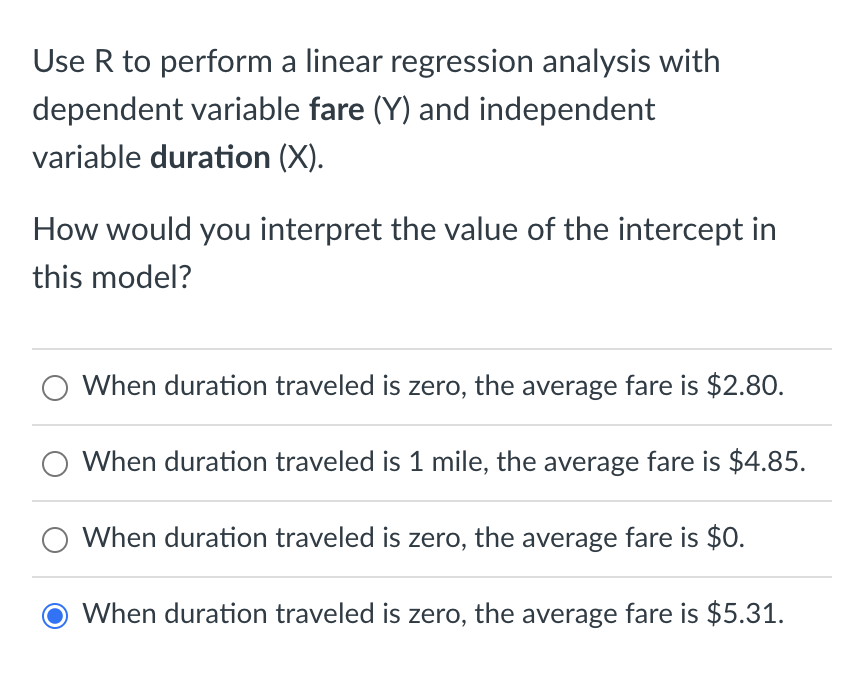 Use R to perform a linear regression analysis with | Chegg.com
