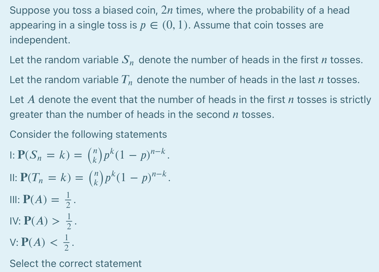 Solved Suppose you toss a biased coin, 2n times, where the | Chegg.com