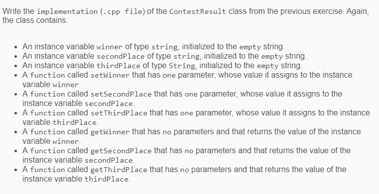 Solved Write The Implementation Cpp File Of The