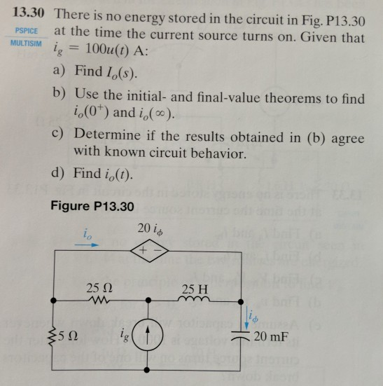 Solved 13.30 There is no energy stored in the circuit in | Chegg.com