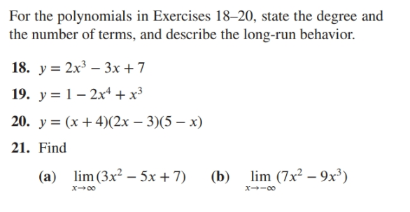 Solved For the polynomials in Exercises 18-20, state the | Chegg.com
