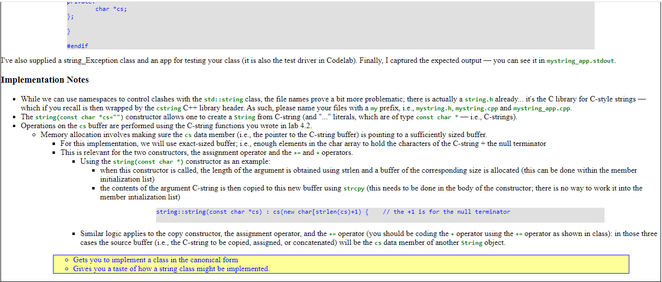 Solved Lab 8 - A String Class Create a String class, which — | Chegg.com