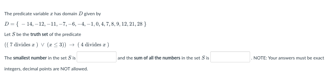 Solved The predicate variable c has domain D given by D={ - | Chegg.com