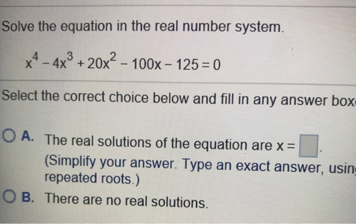 Solved Solve the equation in the real number system | Chegg.com