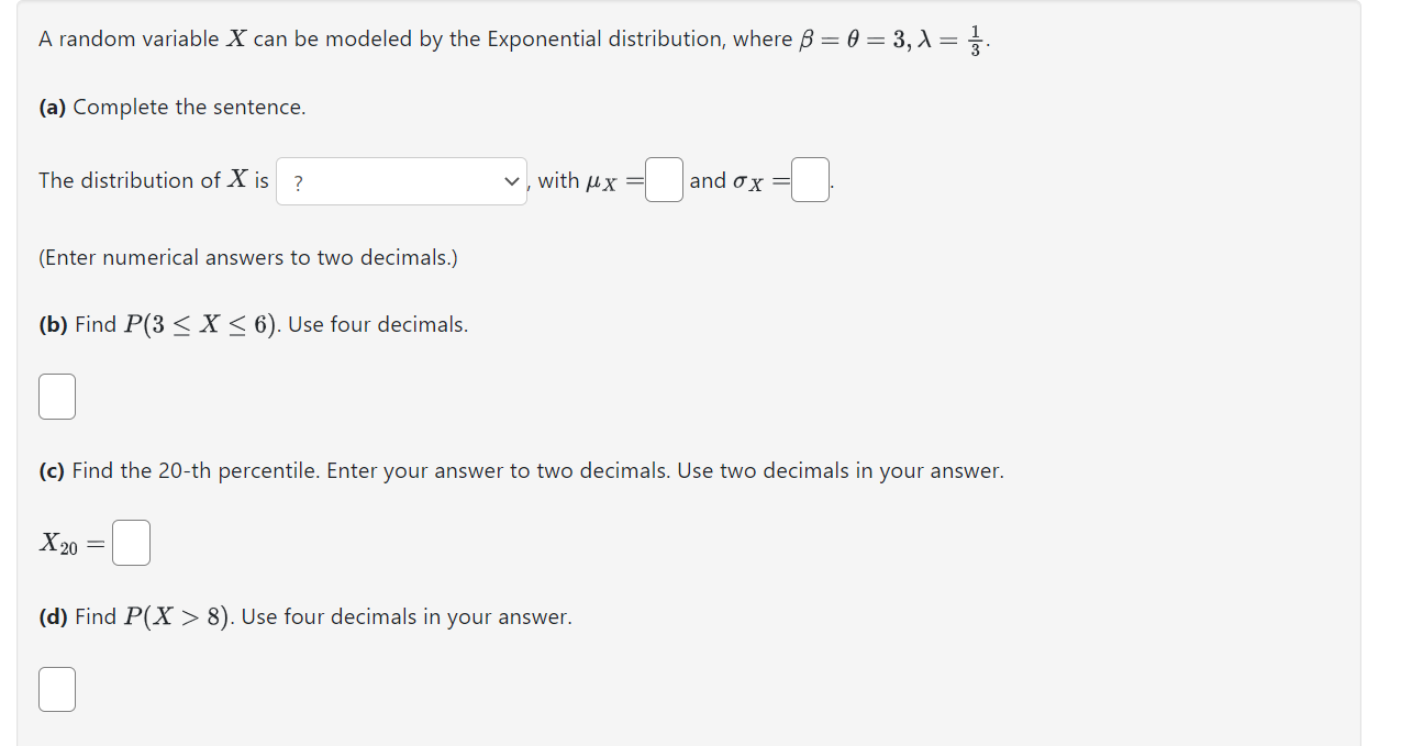 Solved A random variable X can be modeled by the Exponential | Chegg.com