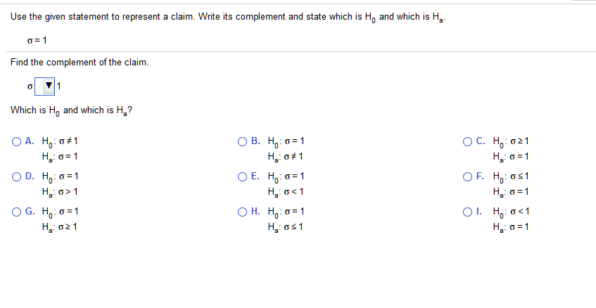 Solved Use the given statement to represent a claim. Write | Chegg.com