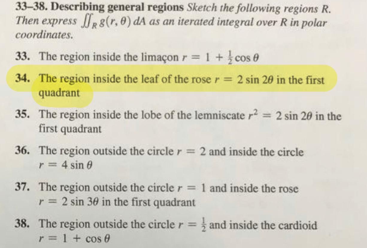 Solved 33–38. Describing general regions Sketch the | Chegg.com