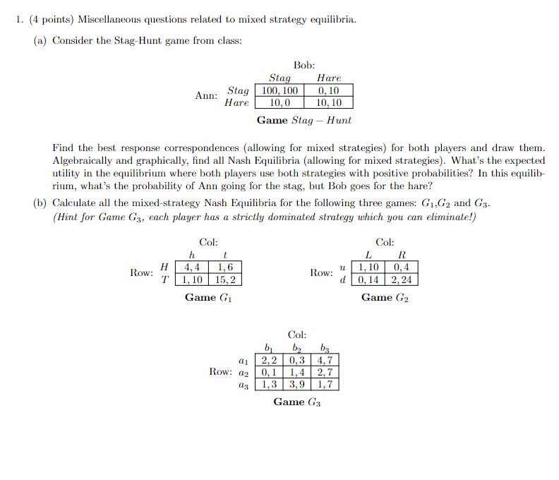 Solved 1. (4 points) Miscellaneous questions related to | Chegg.com