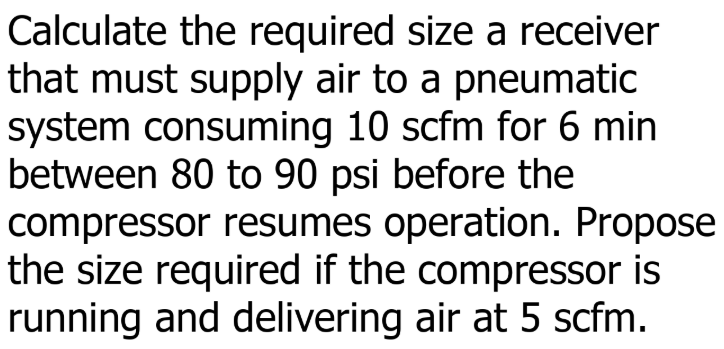Solved Calculate the required size a receiver that must | Chegg.com