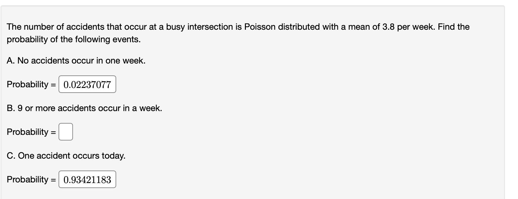 Solved The number of accidents that occur at a busy | Chegg.com