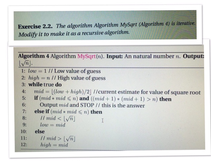 Solved Exercise 2.2. The algorithm Algorithm MySart | Chegg.com