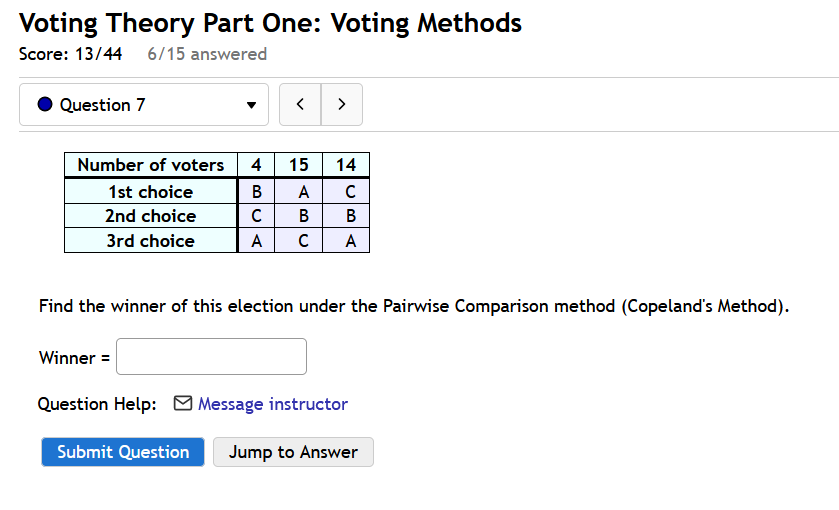 Solved Voting Theory Part One: Voting Methods Score: | Chegg.com