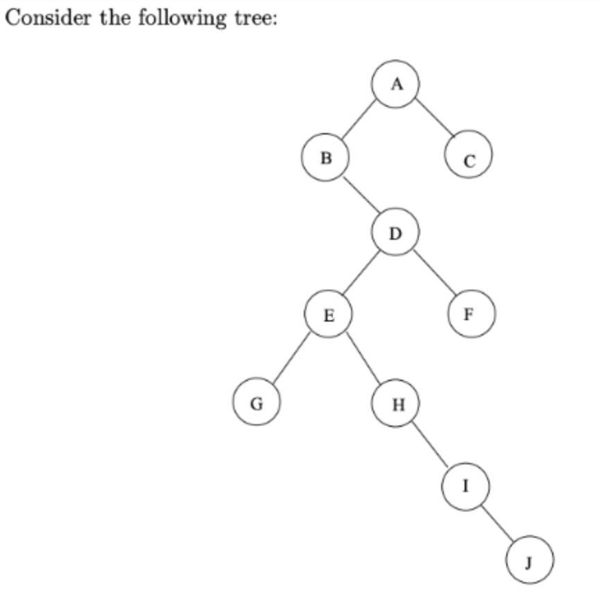 Solved Consider the following tree A в D Е G н I (6 pts.) | Chegg.com