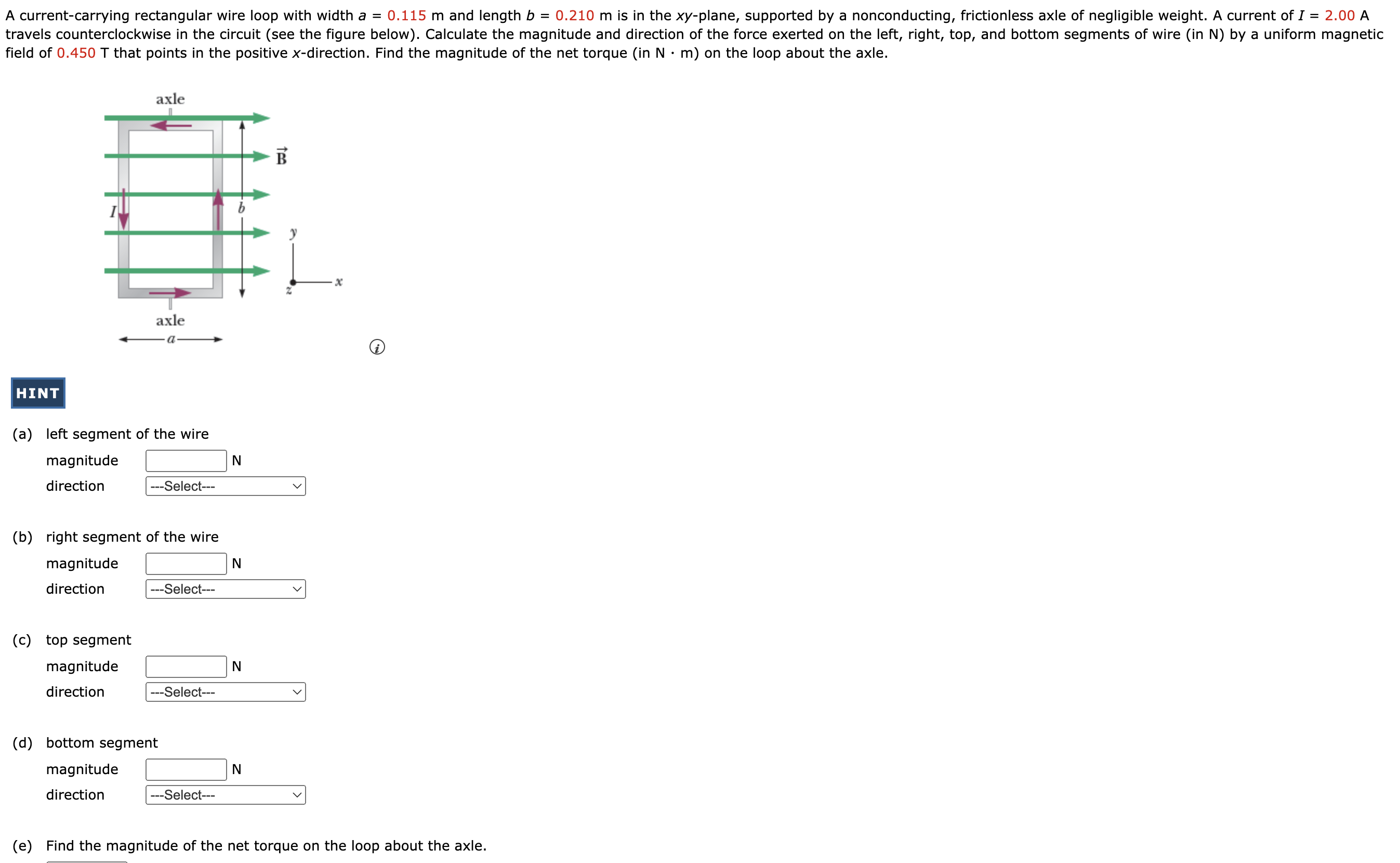 Solved A current-carrying rectangular wire loop with width | Chegg.com