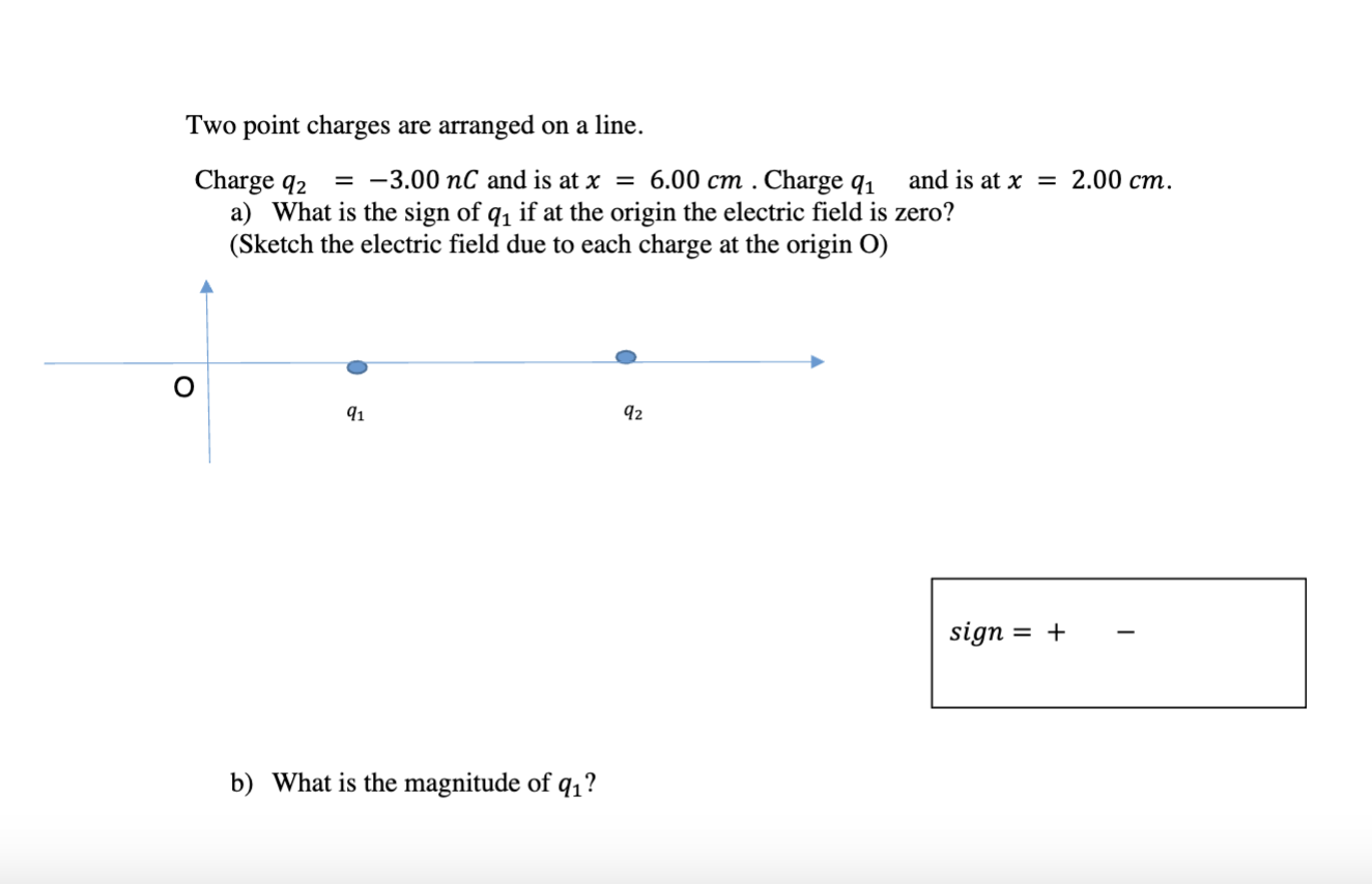 Solved Two point charges are arranged on a line. Charge | Chegg.com