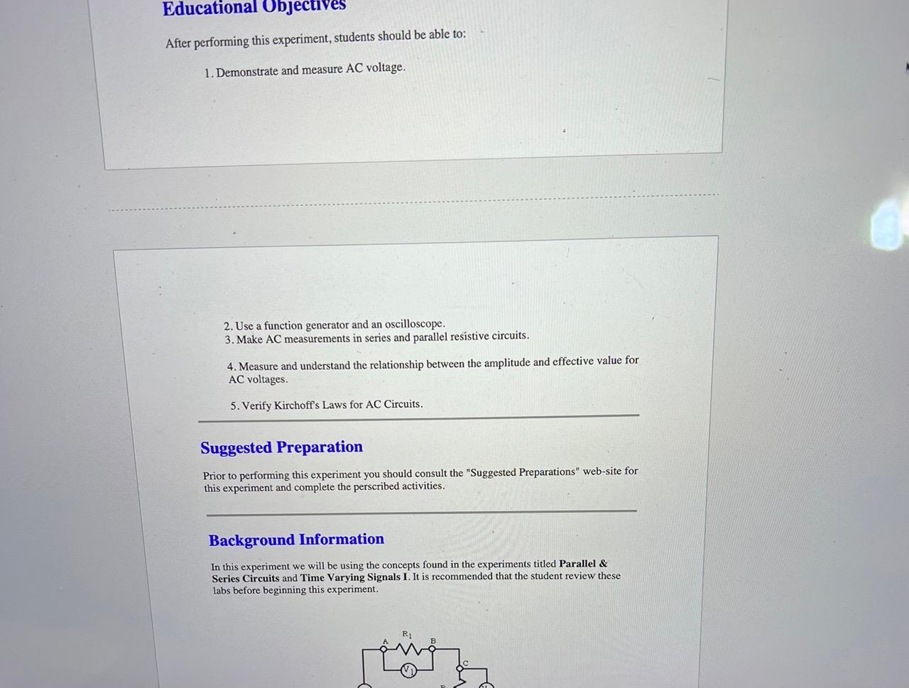 Solved After performing this experiment, students should be | Chegg.com
