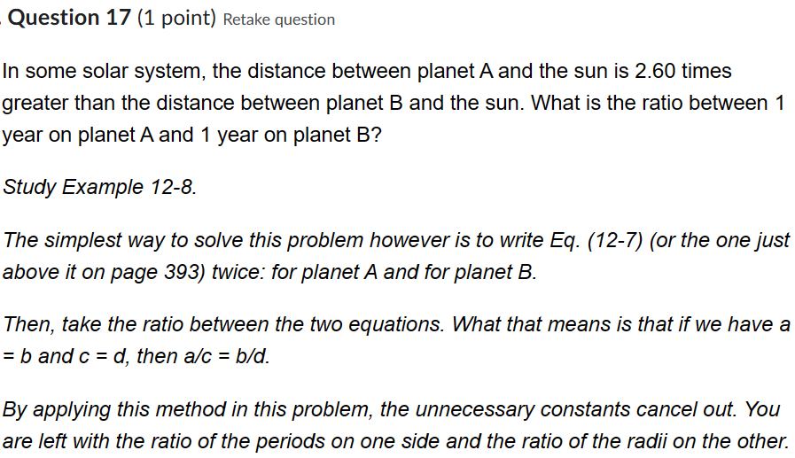 Solved In some solar system, the distance between planet A | Chegg.com