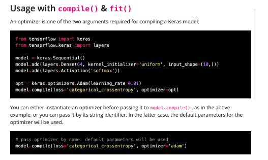 Solved Usage with compile() \& fit() An optimizer is one of | Chegg.com