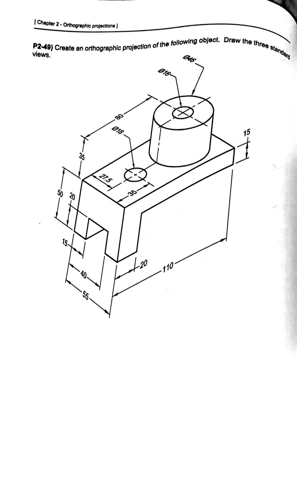 Solved (Chapter 2 - Orthographic projections] P2-49) Create | Chegg.com