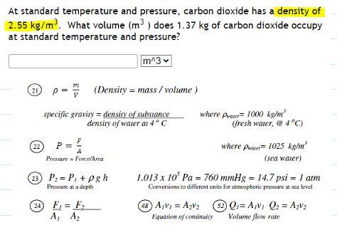 Solved At standard temperature and pressure, carbon dioxide | Chegg.com