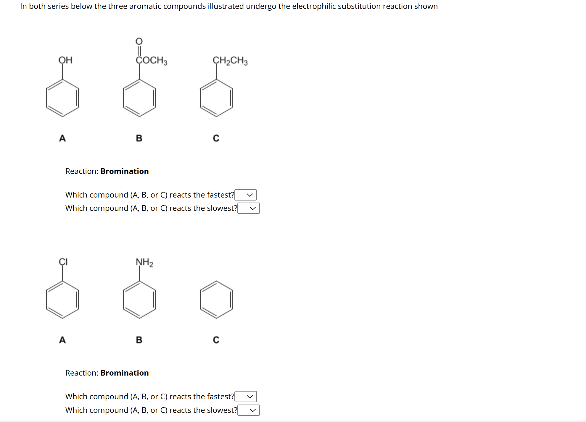 Solved In both series below the three aromatic compounds | Chegg.com