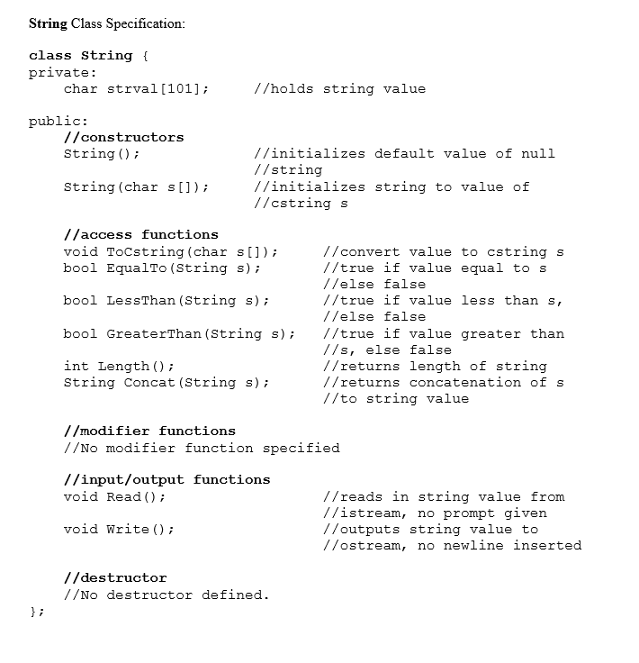 Solved For this assignment, you are to implement the String | Chegg.com
