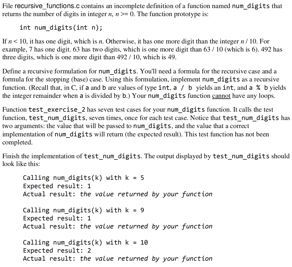 Solved File recursive functions.c contains an incomplete | Chegg.com