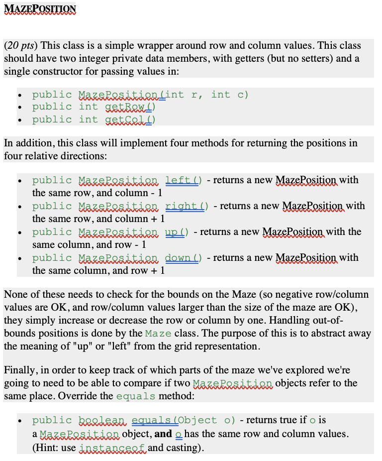 Solved MAZE For our environment, we'll use a 2D grid of | Chegg.com