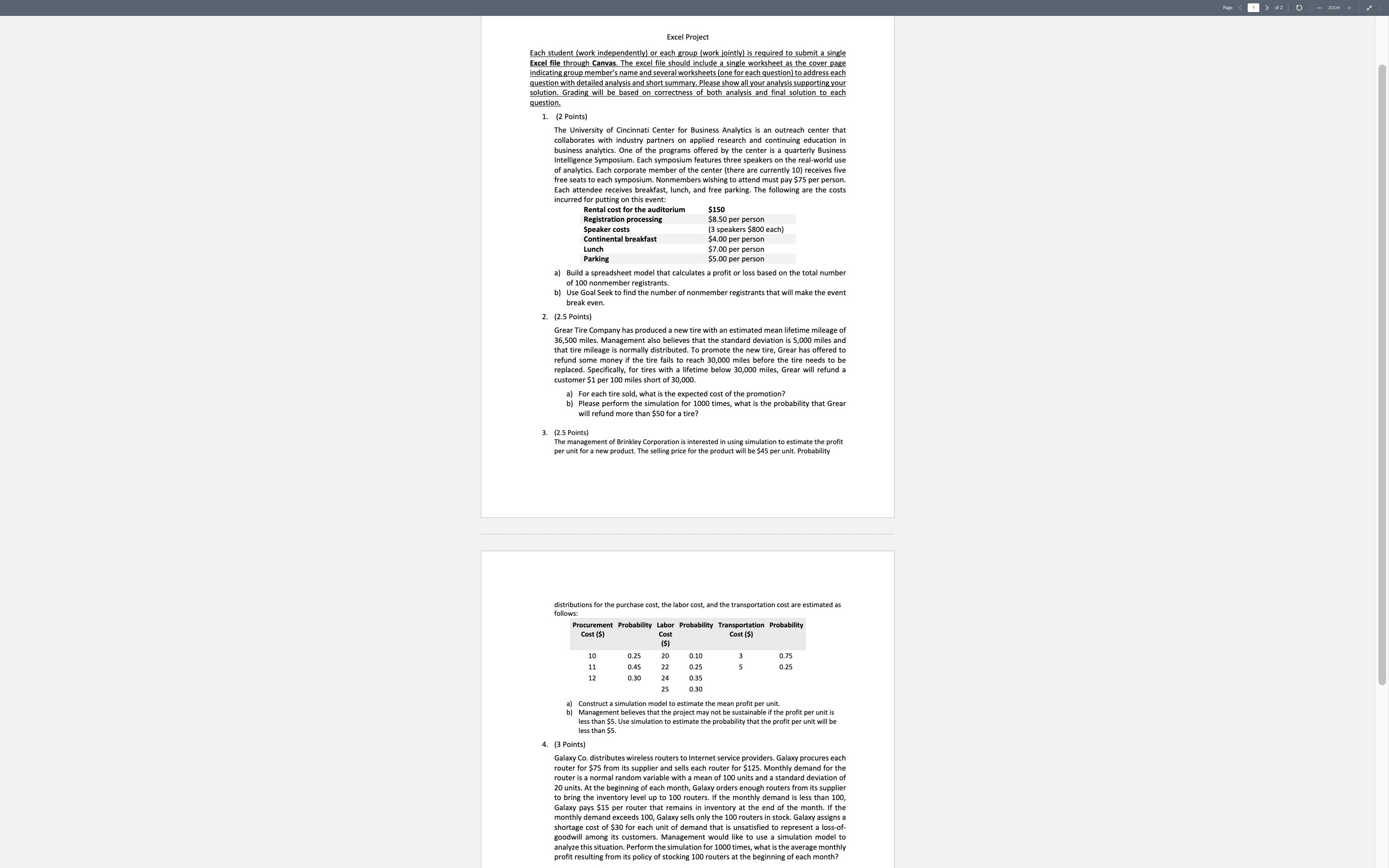 Each student (work independently) or each group (work | Chegg.com