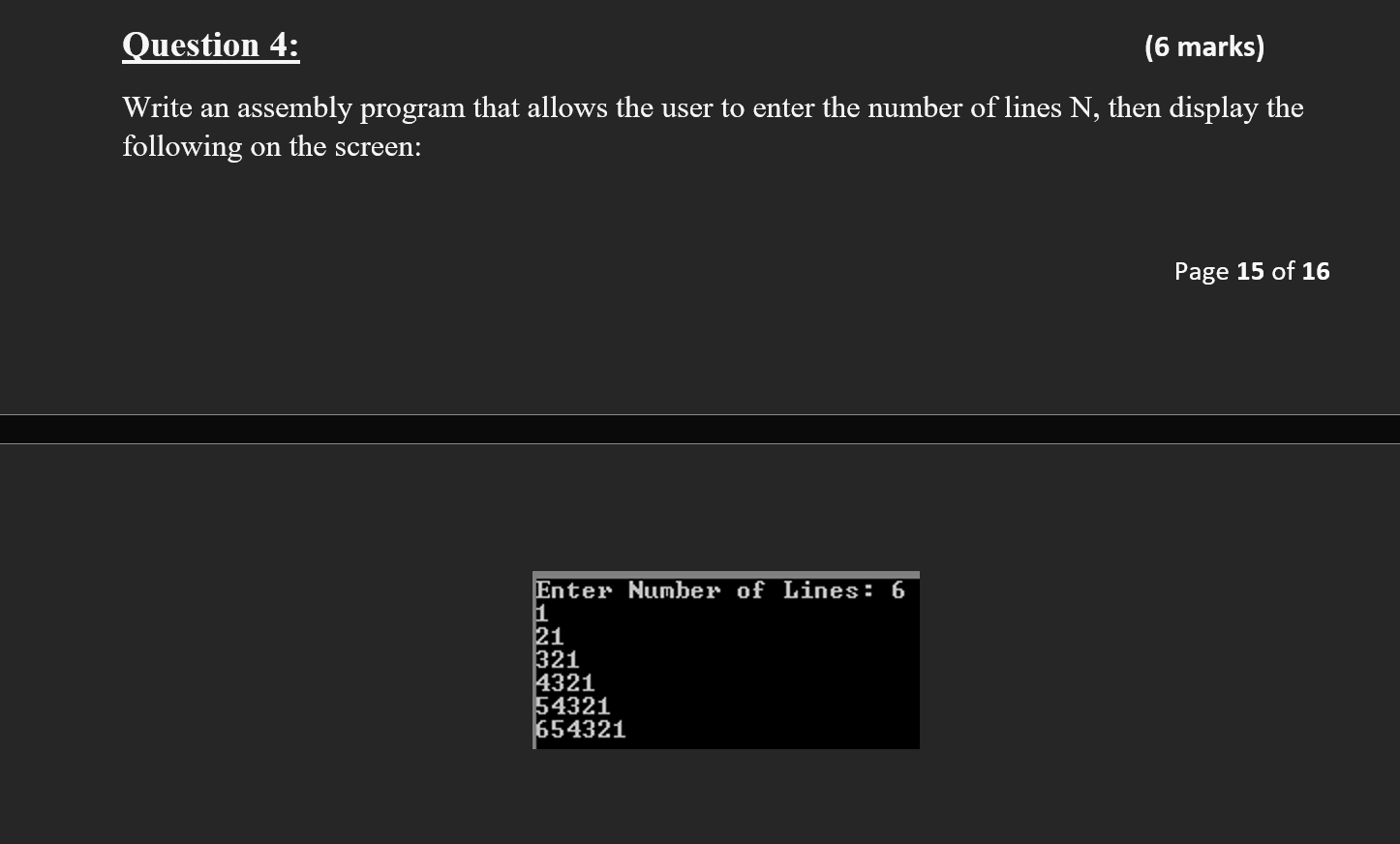 Solved Question 4: (6 marks) Write an assembly program that | Chegg.com