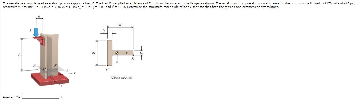 Solved The tee shape shown is used as a short post to | Chegg.com