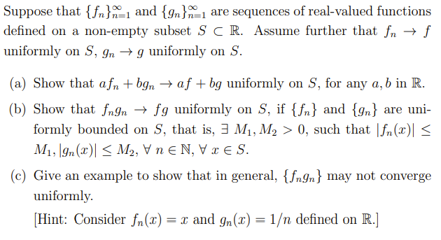 Solved Suppose that {fn}n=1∞ and {gn}n=1∞ are sequences of | Chegg.com