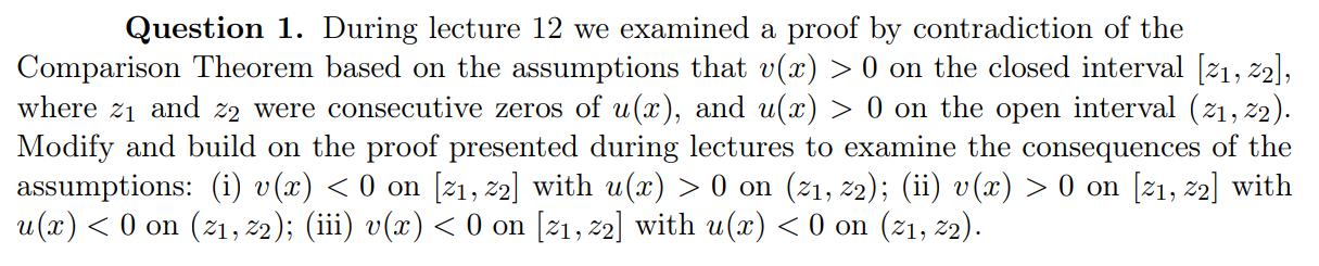 The Lecture 12 Proof Of Comparison Theorem Sturm