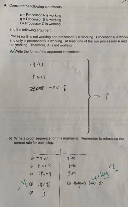 Solved 4. Consider the following statements: p Processor A | Chegg.com