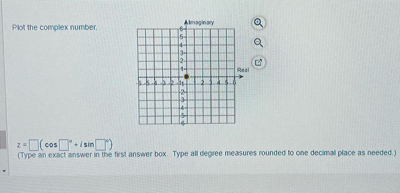 Plot the complex number. z=(cos2+isin?) (Type an | Chegg.com