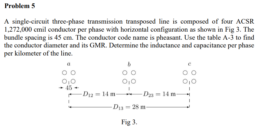 Solved Problem 5 A single-circuit three-phase transmission | Chegg.com