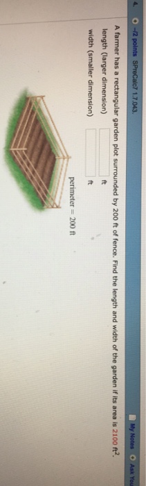 Solved A farmer has a rectangular garden plot surrounded by | Chegg.com