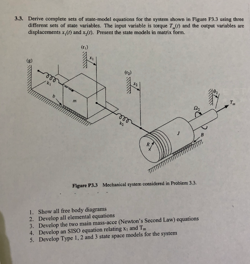 Solved 3.3. Derive complete sets of state-model equations | Chegg.com