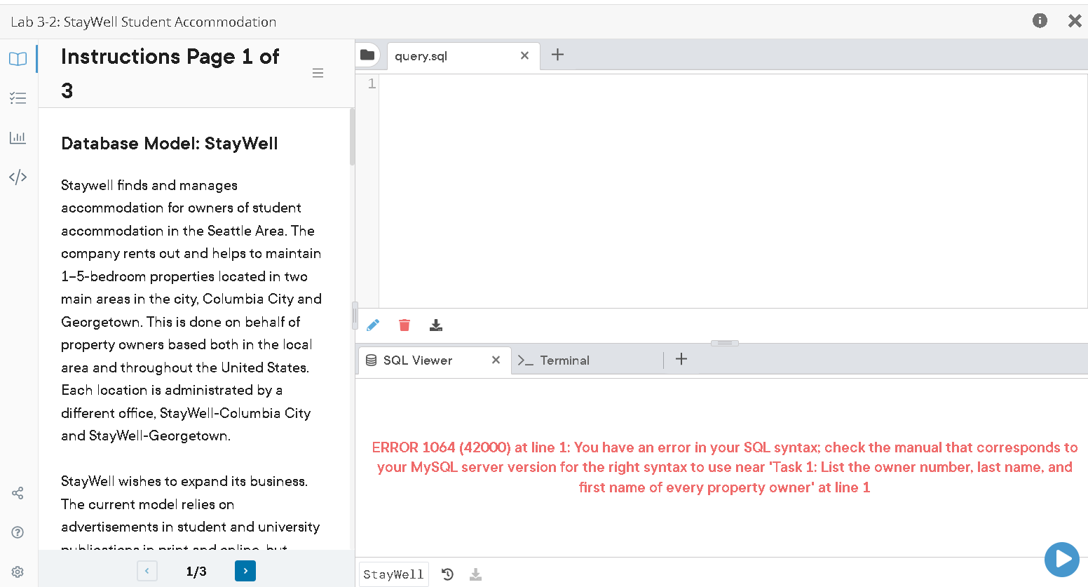 Database Model: StayWell Staywell finds and manages | Chegg.com