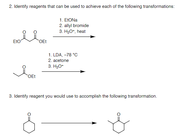 Solved 2. Identify reagents that can be used to achieve each | Chegg.com