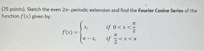 Solved Sketch the even 2π-periodic extension and find the | Chegg.com