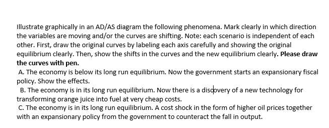 Solved Illustrate graphically in an AD/AS diagram the | Chegg.com