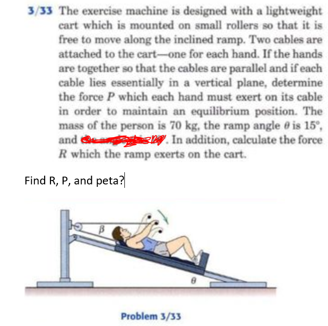 Solved 3/33 The exercise machine is designed with a | Chegg.com
