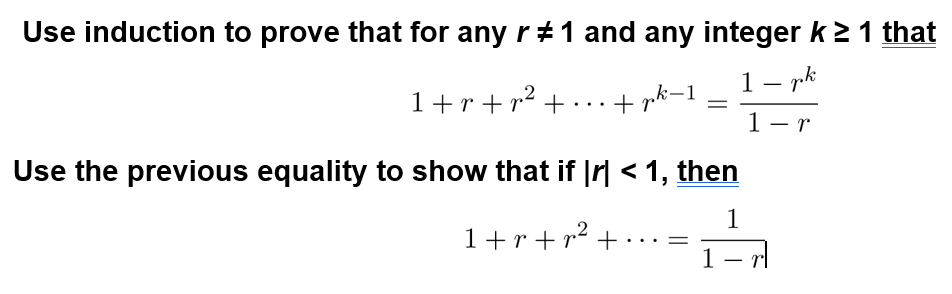 Solved Use induction to prove that for any r =1 and any | Chegg.com